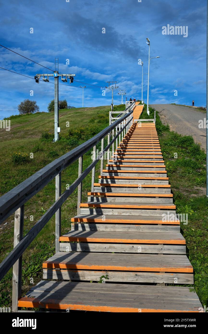 wooden stairs outdoors in Köykkyri exercise center in Kempele, Finland ...