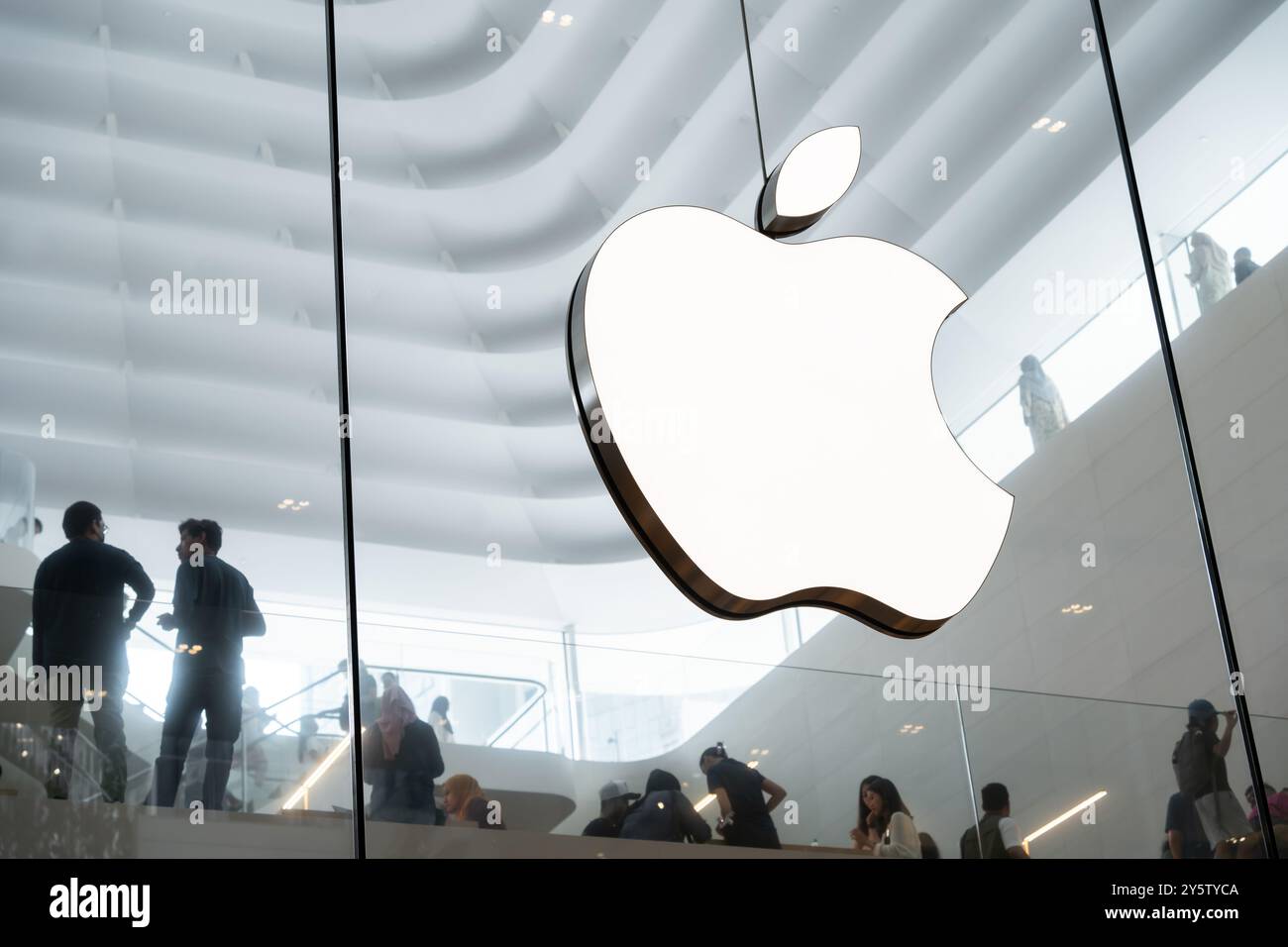 Kuala Lumpur - September 1,2024 : Closeup view of the Apple logo at the ...