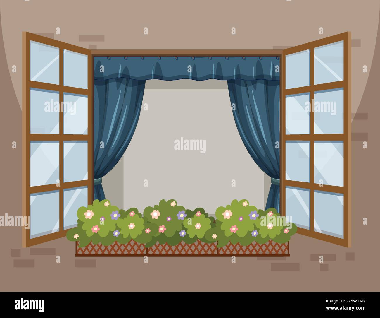 Open curtains sunlight Stock Vector Images - Alamy