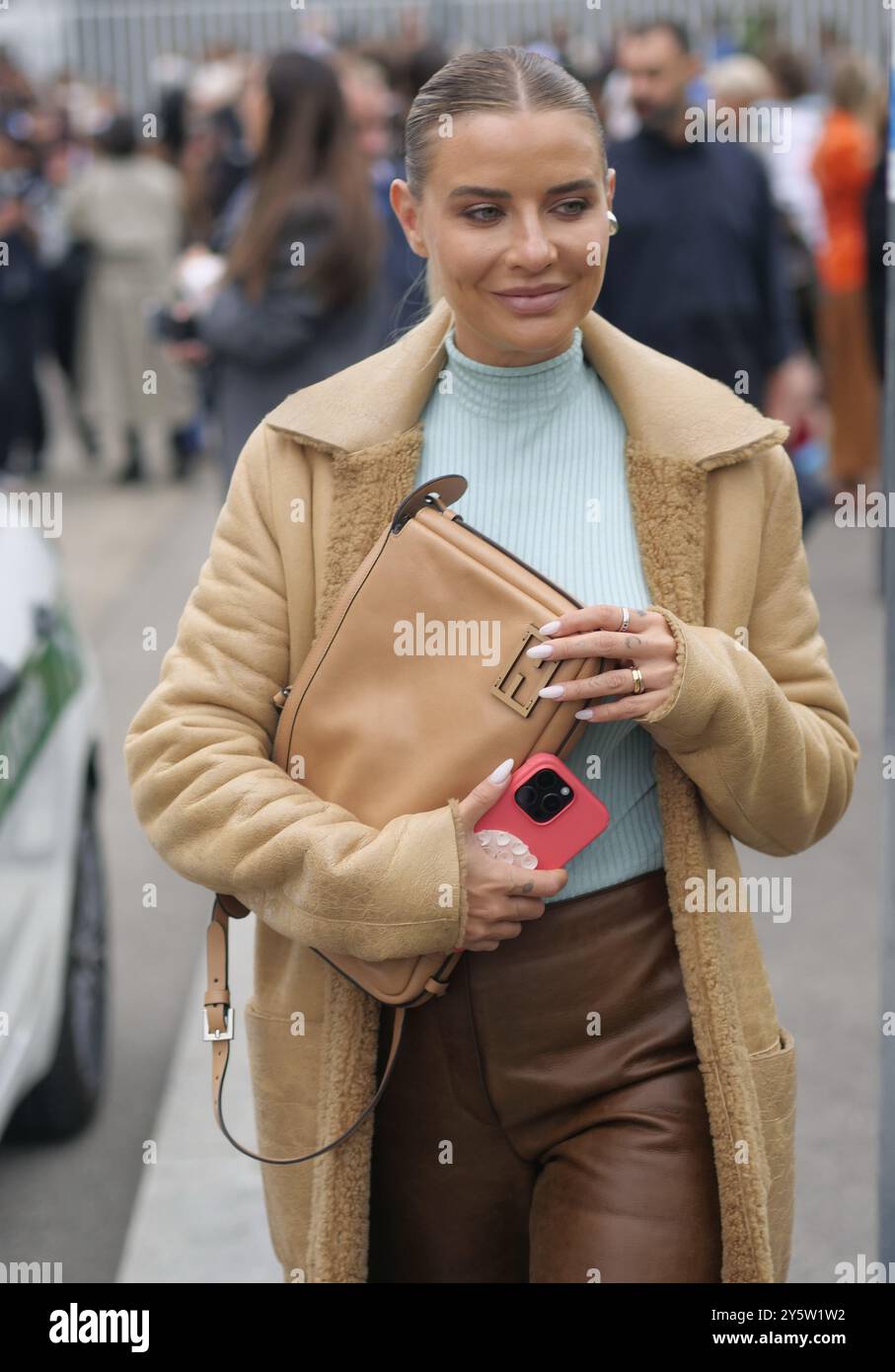 Veronica Ferraro posing for photographers before Fendi fashion show ...