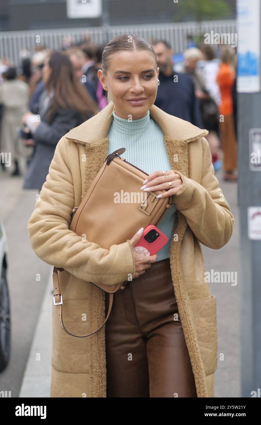 Veronica Ferraro posing for photographers before Fendi fashion show ...