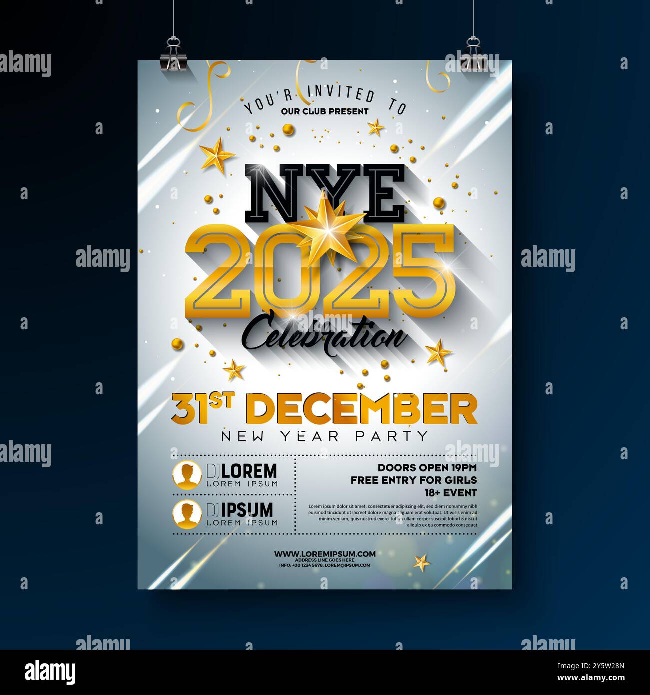 Happy New Year 2025 Party Celebration Poster Template Illustration with ...