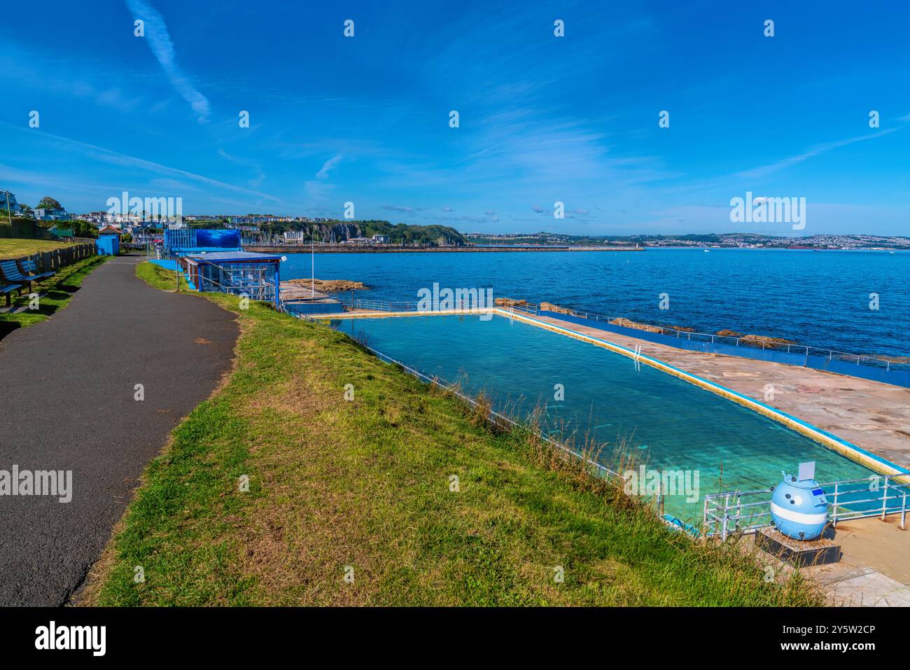 Brixham Devon open air swimming pool on coast walk to Berry head Stock ...