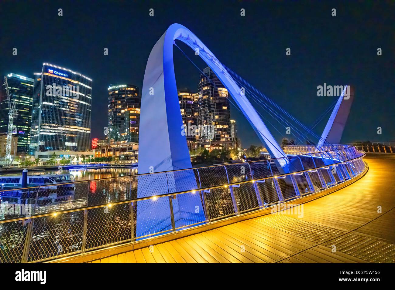 Perth, Australia - September 11, 2023: Elizabeth Quay Bridge at night ...