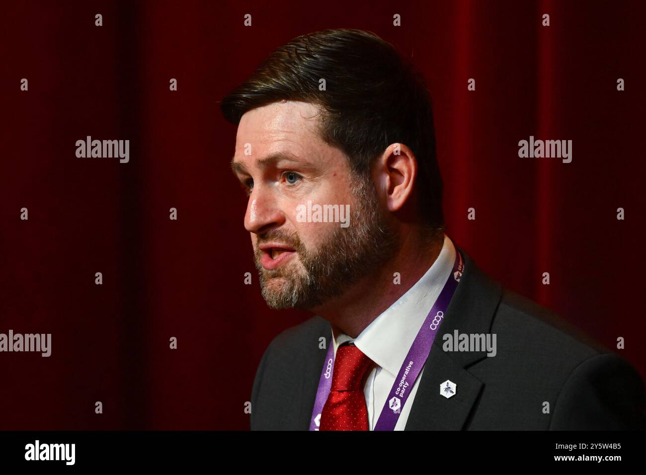 Liverpool, UK. 22 September 2024. Jim McMahon MP speaking at a Rally ...
