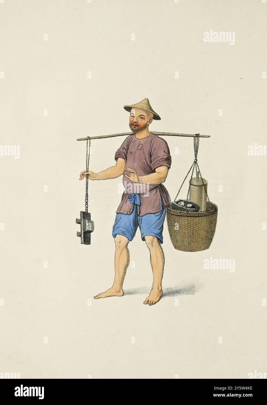 Traditional Chinese costume from the Qing period. Vintage illustration ...