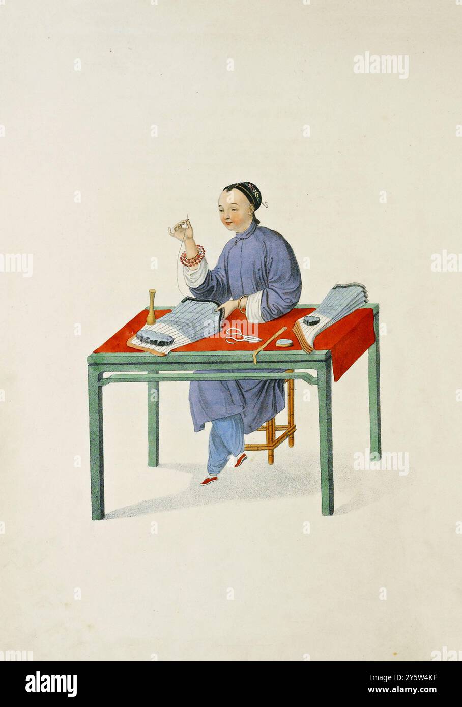 Traditional Chinese costume from the Qing period. Vintage illustration ...