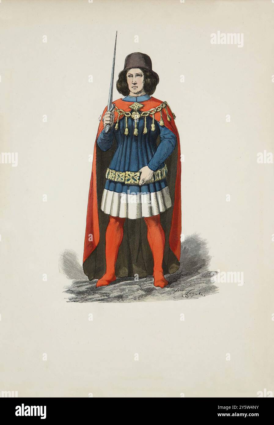 Vintage illustration of German nobleman in traditional costume. Circa ...