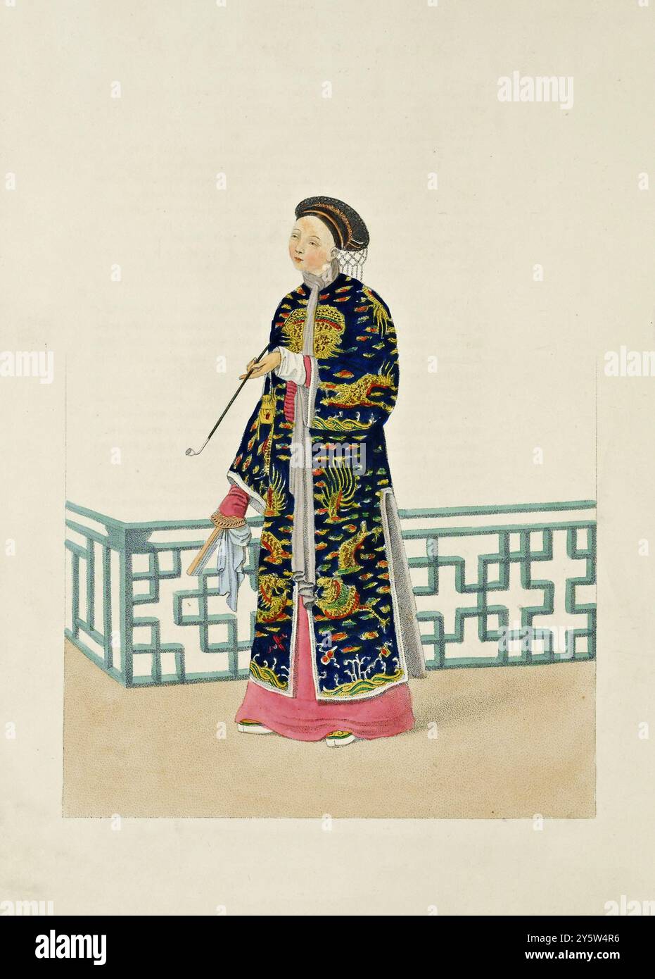 Traditional Chinese costume from the Qing period. Vintage illustration ...
