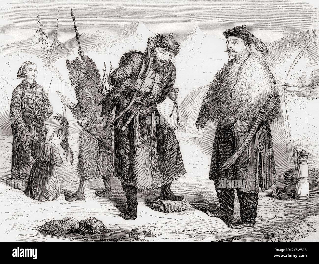 Natives from Tunguska, Siberia and Manchuria, Northeast China, 19th ...