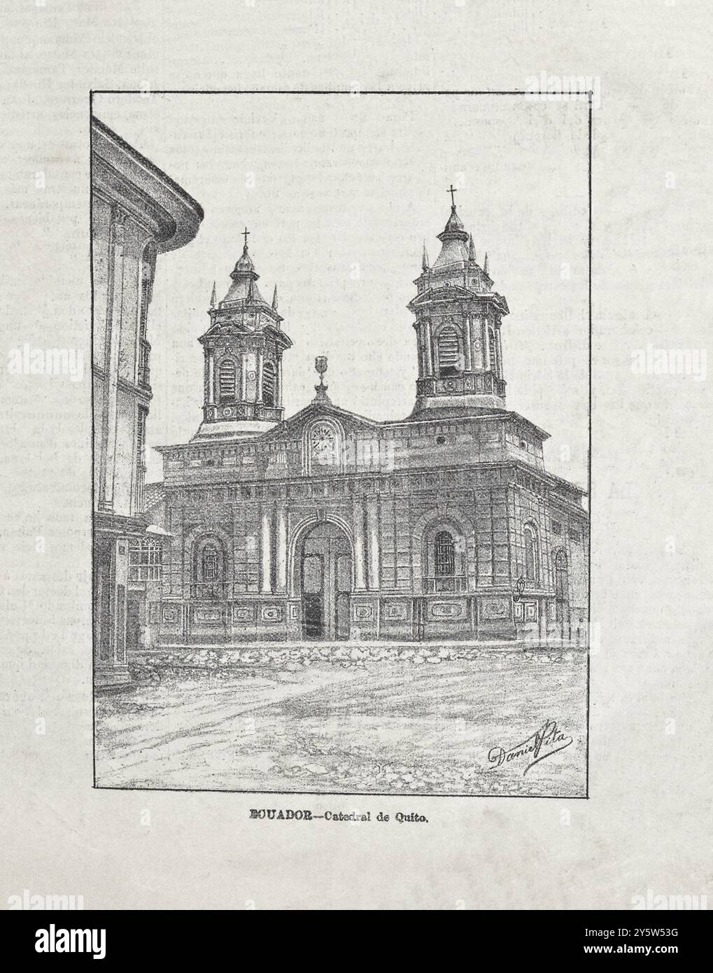 Vintage illustration of Cathedral of Quito (Quito Metropolitan ...