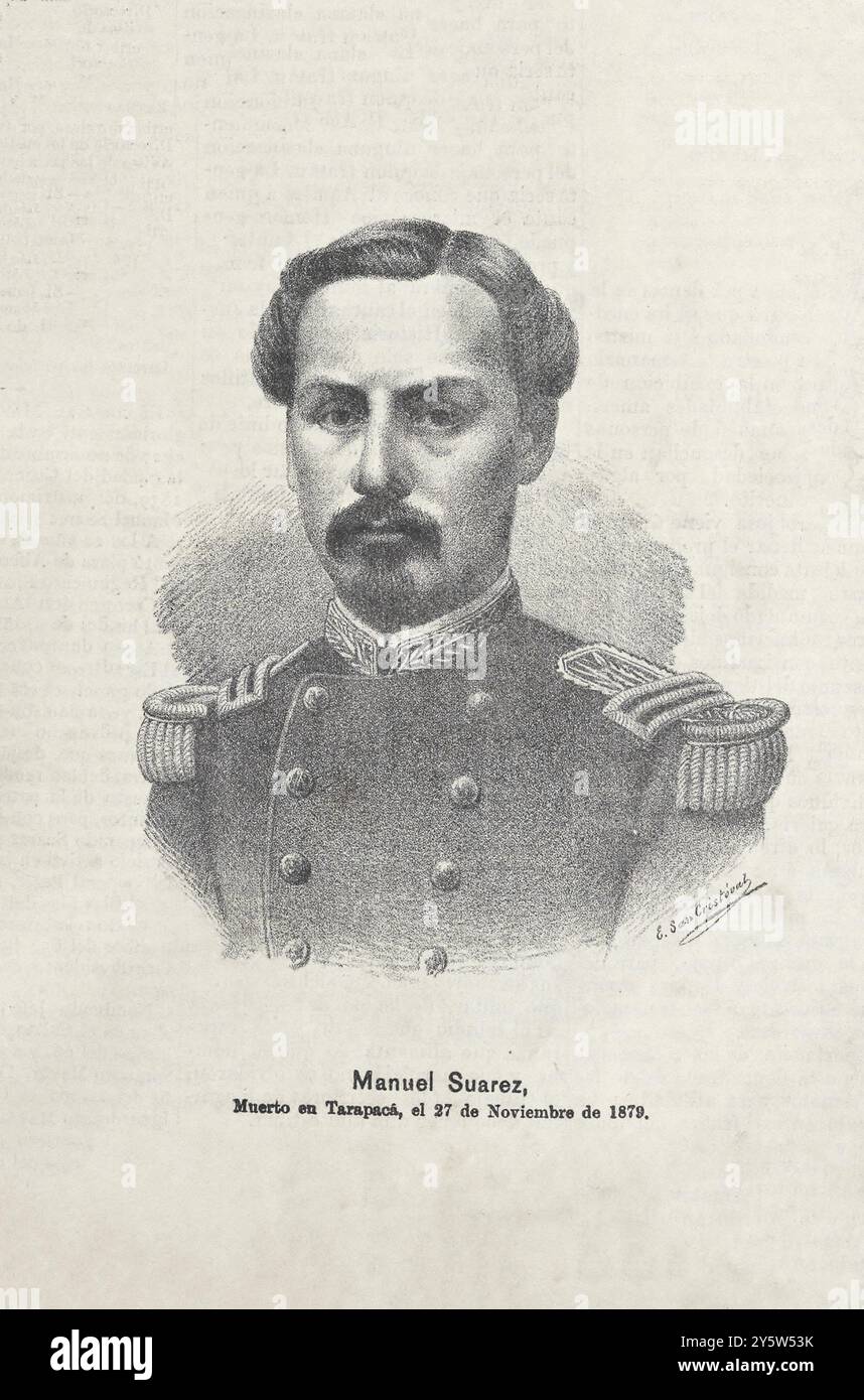 Colonel Manuel Suarez, died in Battle of Tarapacá, on 27 November 1879 Stock Photo - Alamy
