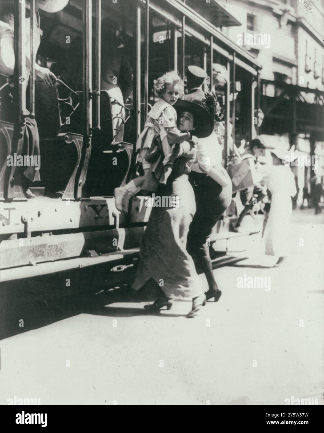 Vintage photo of streetcars - getting on Broadway car. USA. July 11 ...