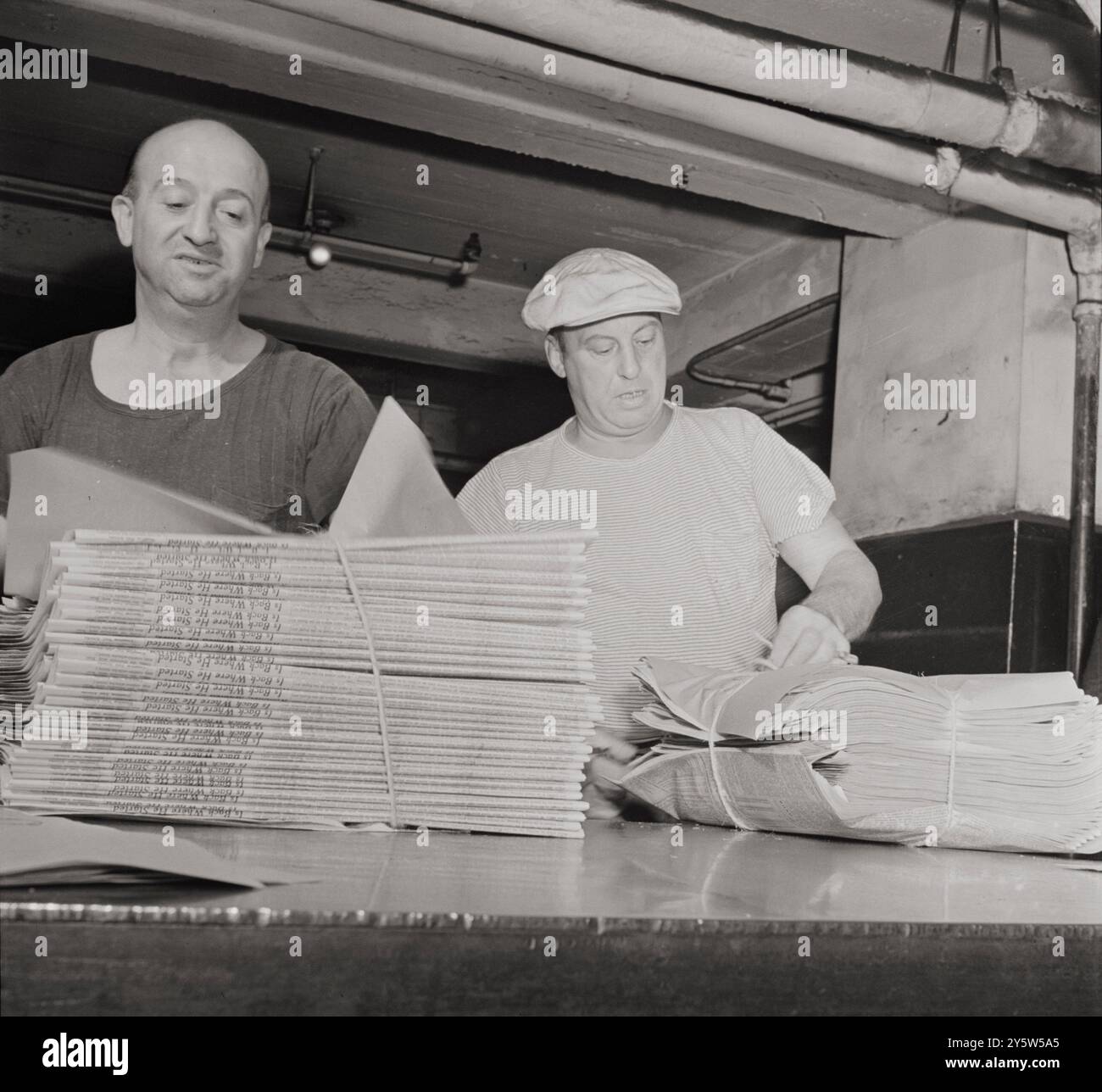 America of the 1940s. Mailroom of the New York Times newspaper. After ...