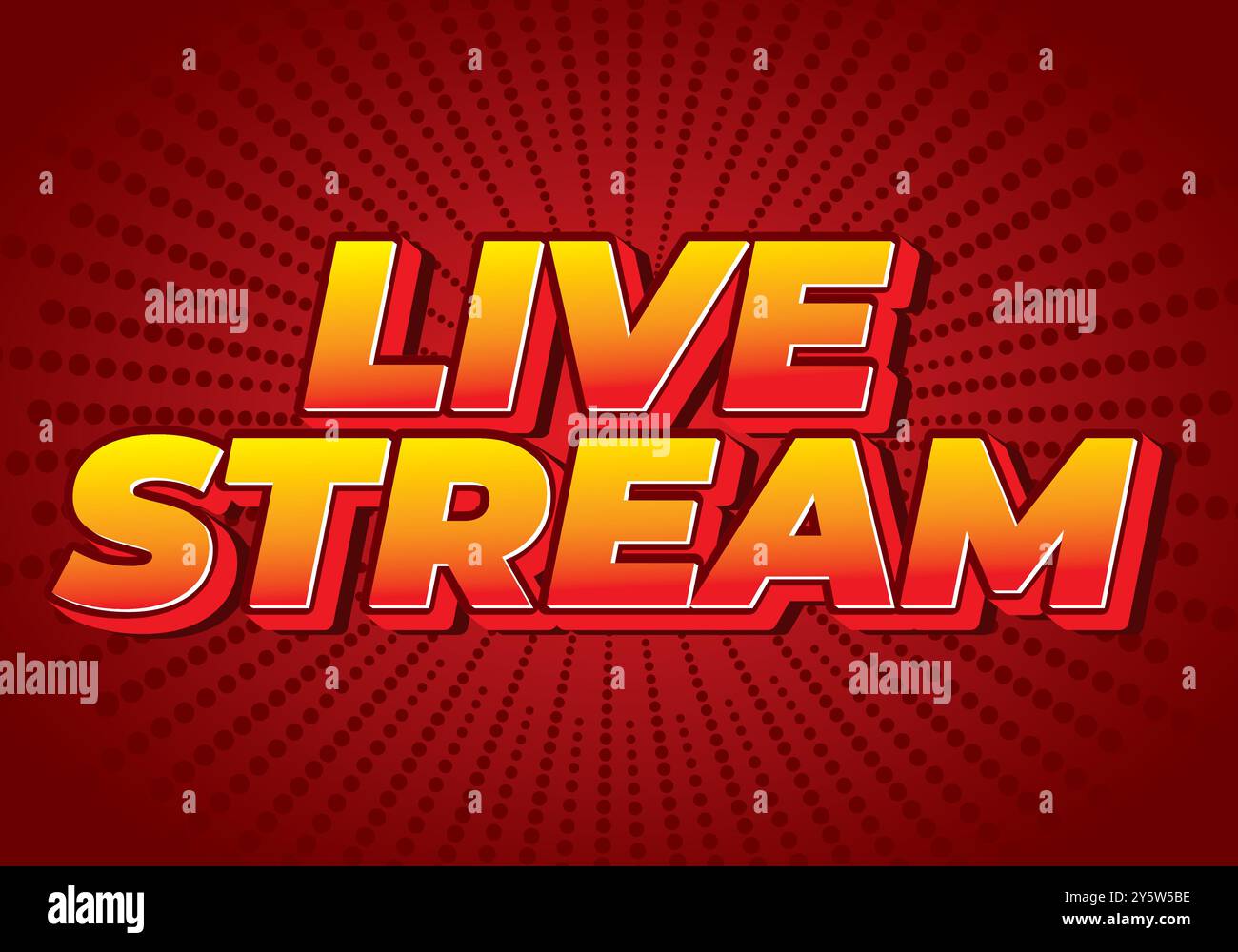 Live stream. Text effect design in 3D style with modern colors Stock ...