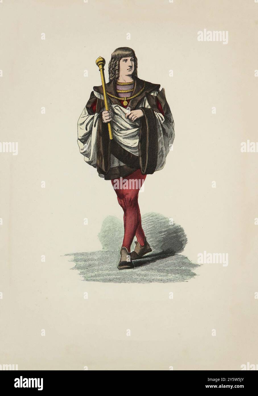 Vintage illustration of Noble German man. Around 1480. Historical and ...