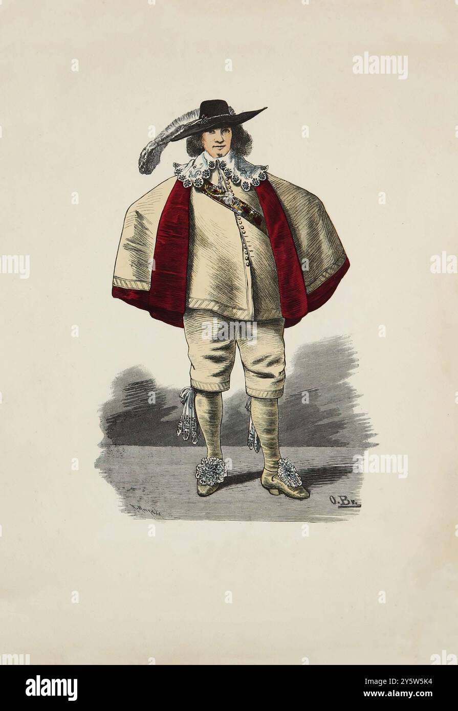 Vintage illustration of Dutch Cavalier. Middle of the XVII century ...