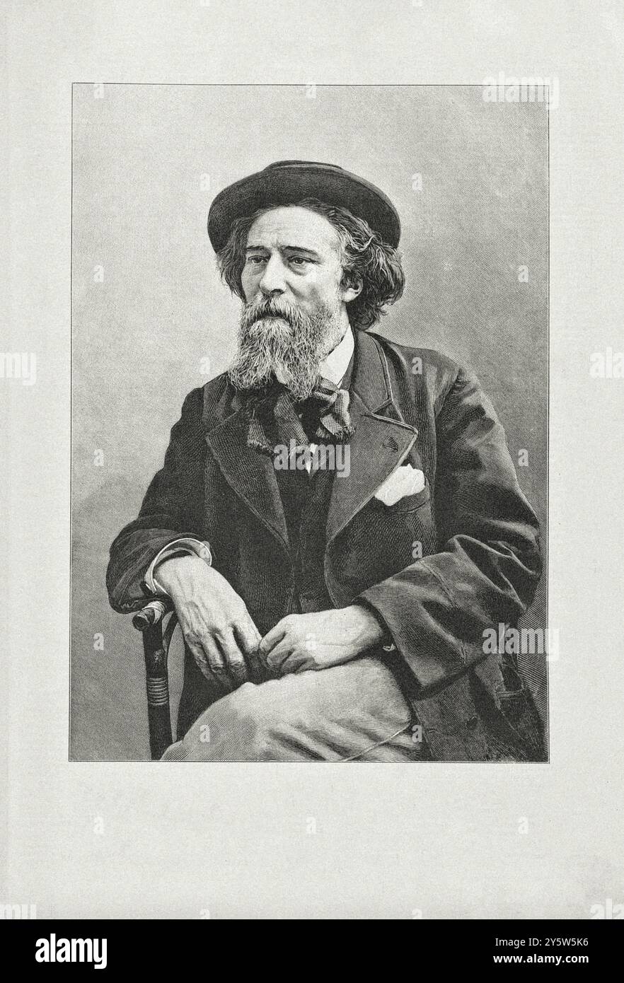 Engraving portrait of Alphonse Daudet Alphonse Daudet (1840–1897) was a ...