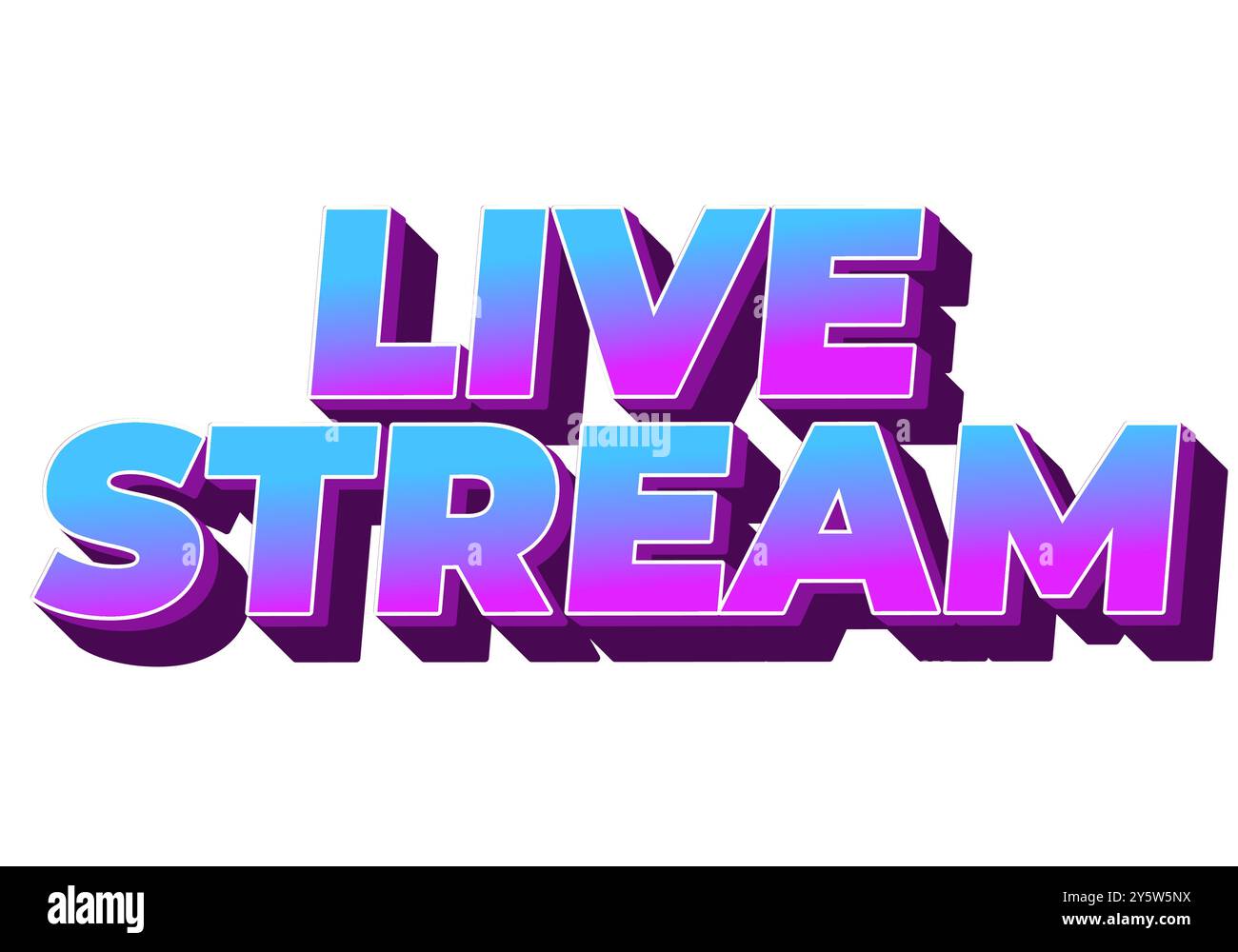 Live stream. Text effect design in 3D style with modern colors Stock ...