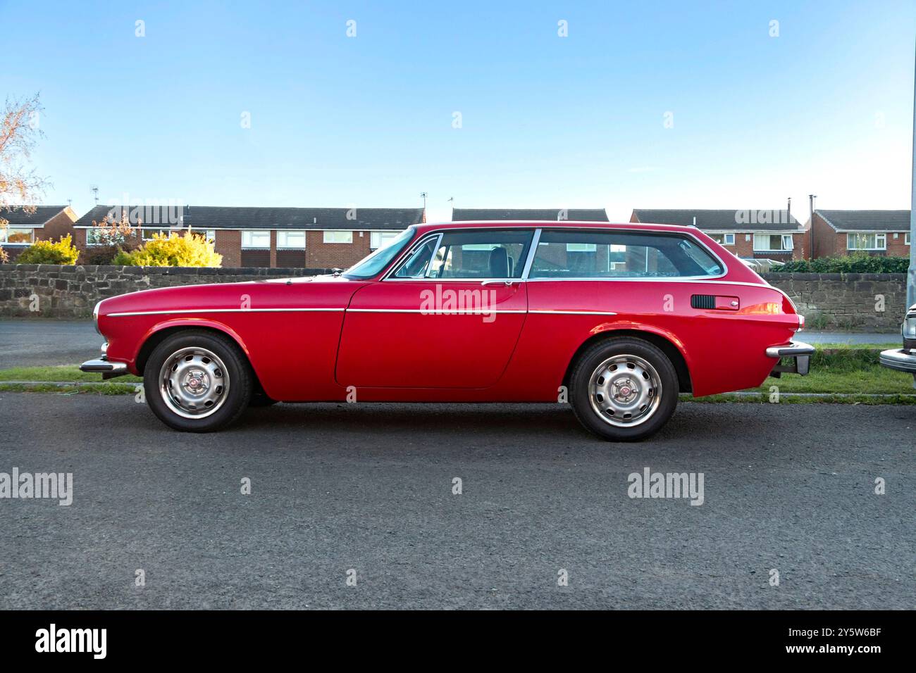 1973 Vintage red classic volvo 1800ES station wagon car parked Stock ...