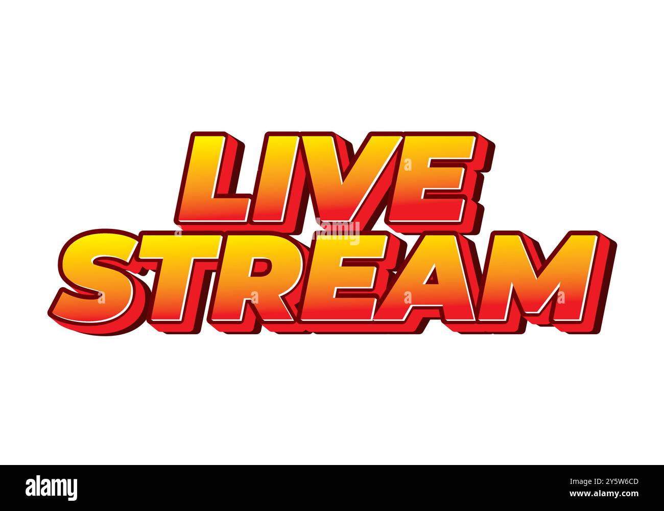 Live stream. Text effect design in 3D style with modern colors Stock ...