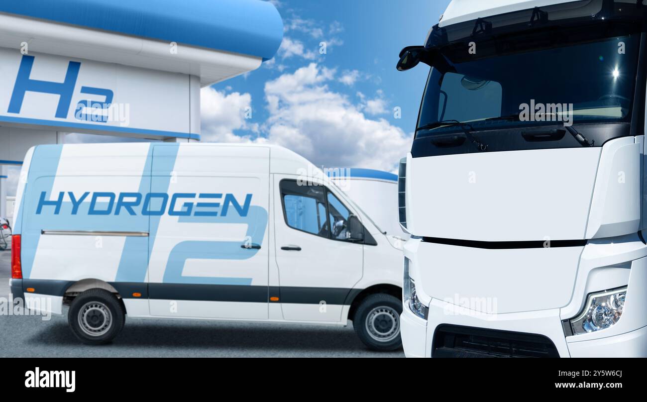 A hydrogen fuel cell delivery van and truck concept. Clean ...