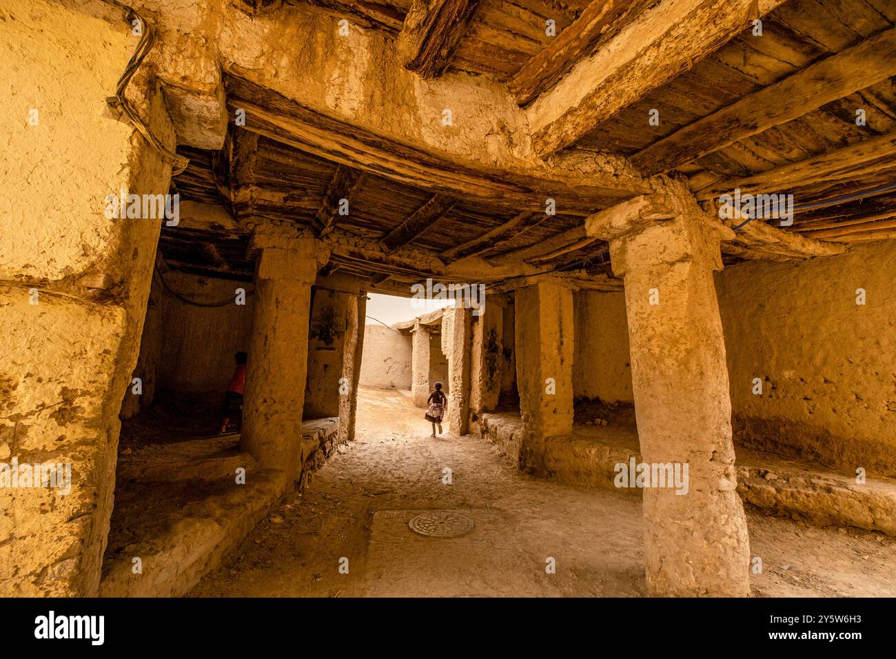 Cool and shaded interior, ksur El Fida, Rissani, Tafilalet, Morocco ...