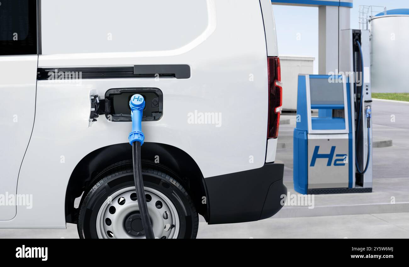 A hydrogen fuel cell delivery van concept. Clean transportation Stock ...