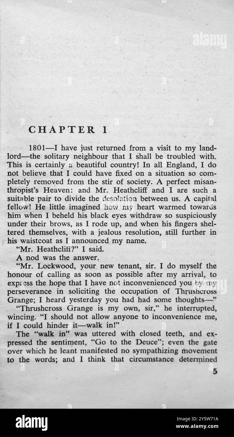 Emily Bronte Wuthering Heights - First page Stock Photo - Alamy
