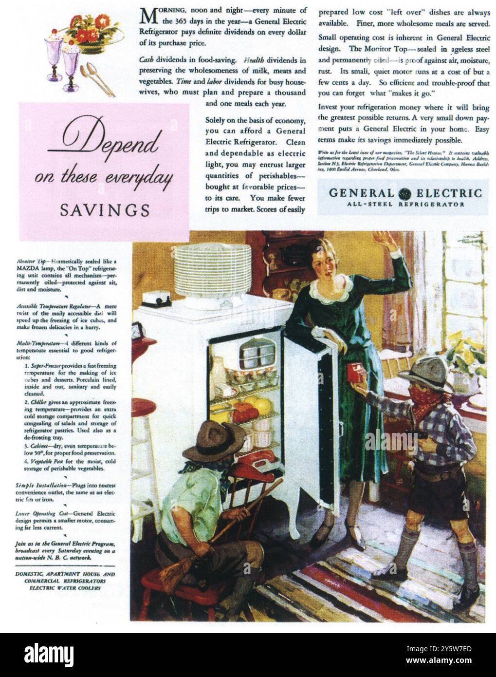 1931 GE General Electric All-Steel Refrigerator Ad Stock Photo - Alamy