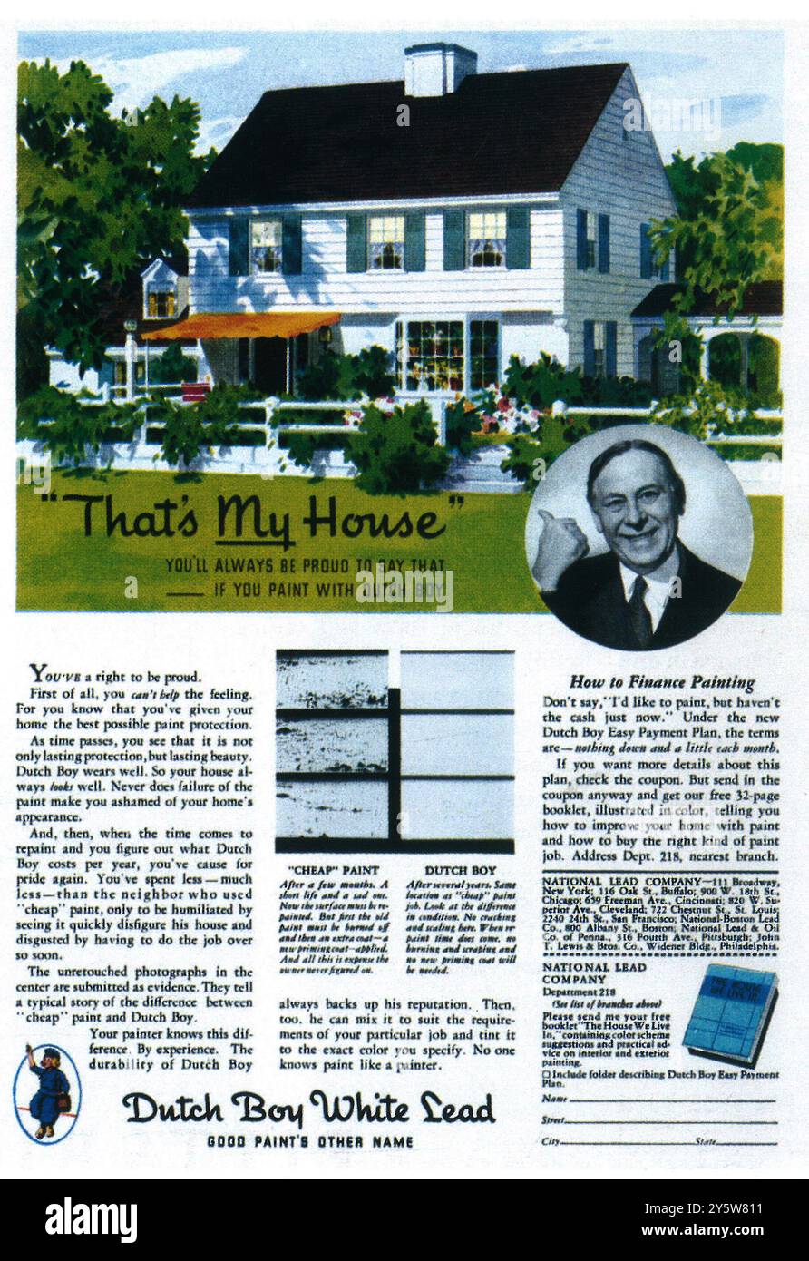 1930 Dutch Boy White Lead Paint Ad - "That's my house Stock Photo - Alamy