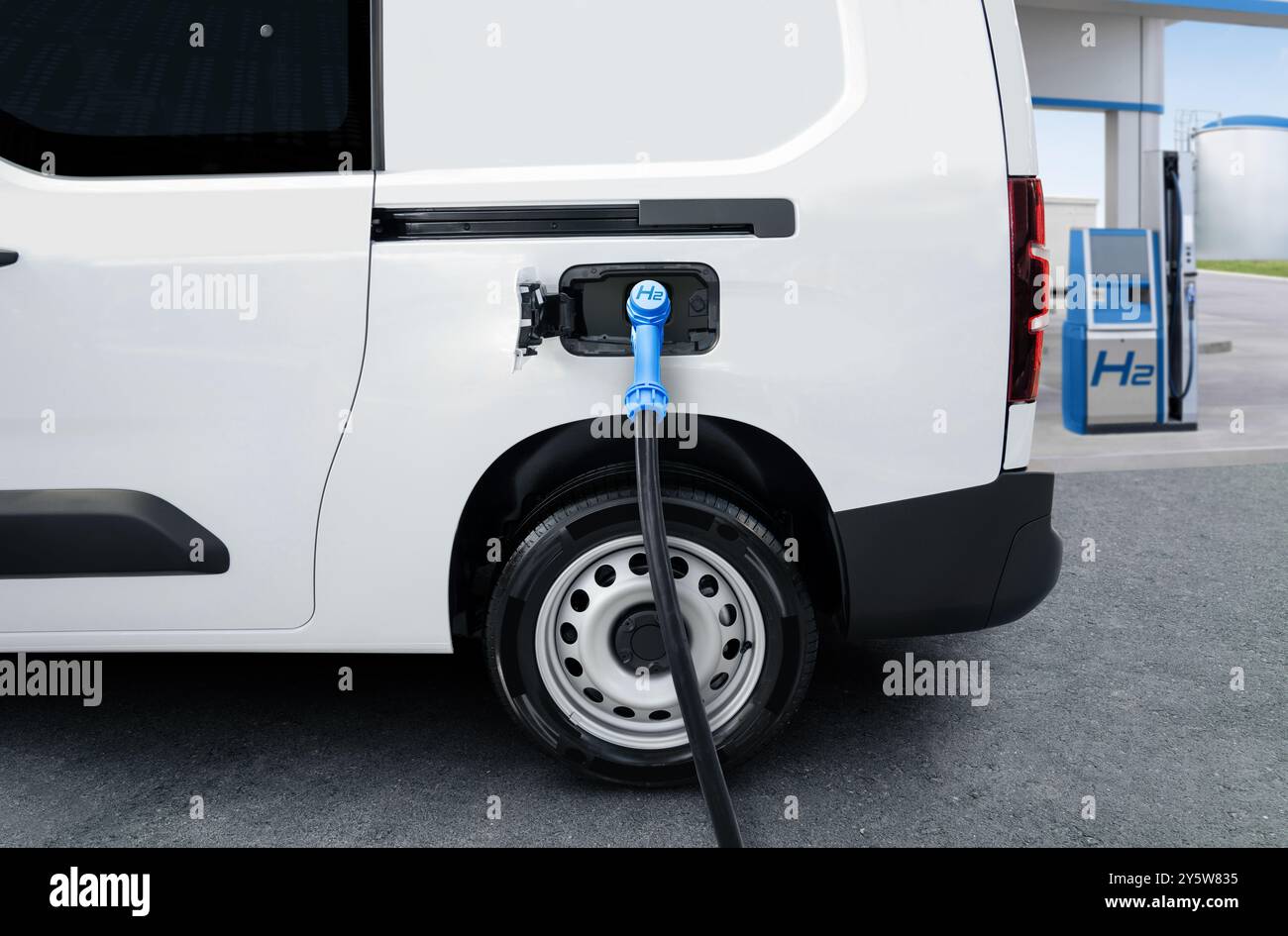 A hydrogen fuel cell delivery van concept. Clean transportation Stock ...