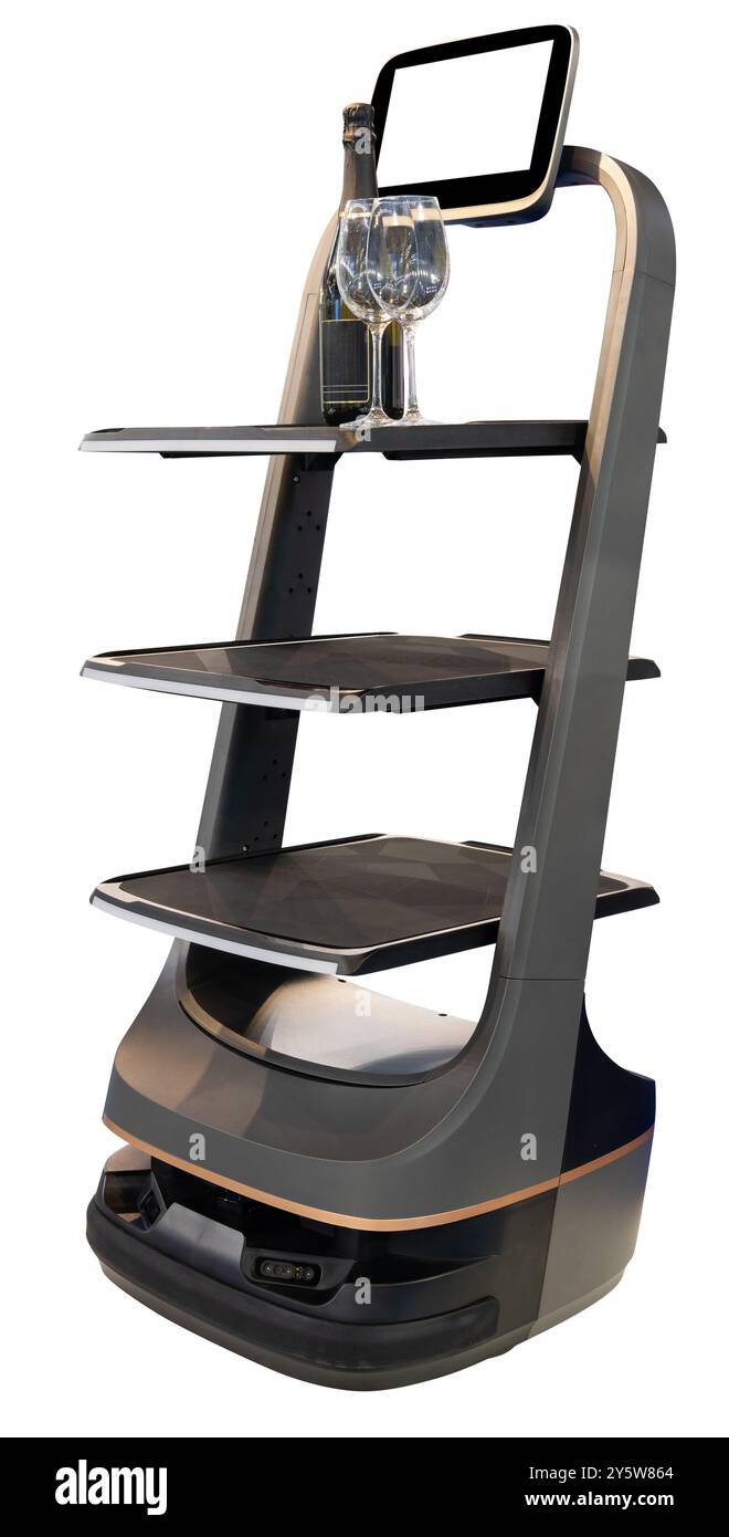 Isolated robot waiter. Automated restraunt Stock Photo - Alamy