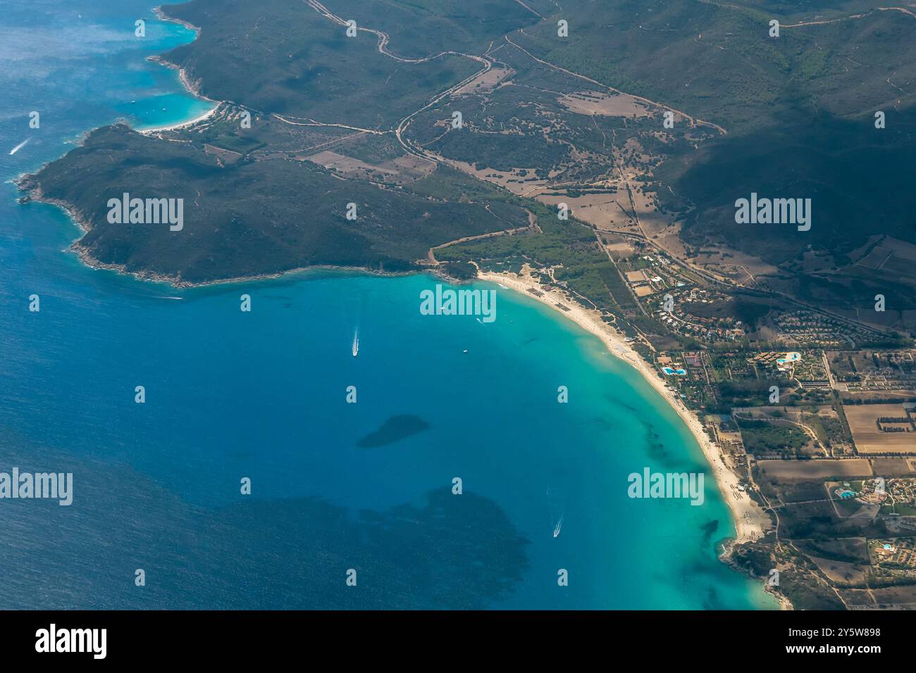 Aerial view of Cala Sinzias beach, Castiadas, Sardinia, Italy Stock ...