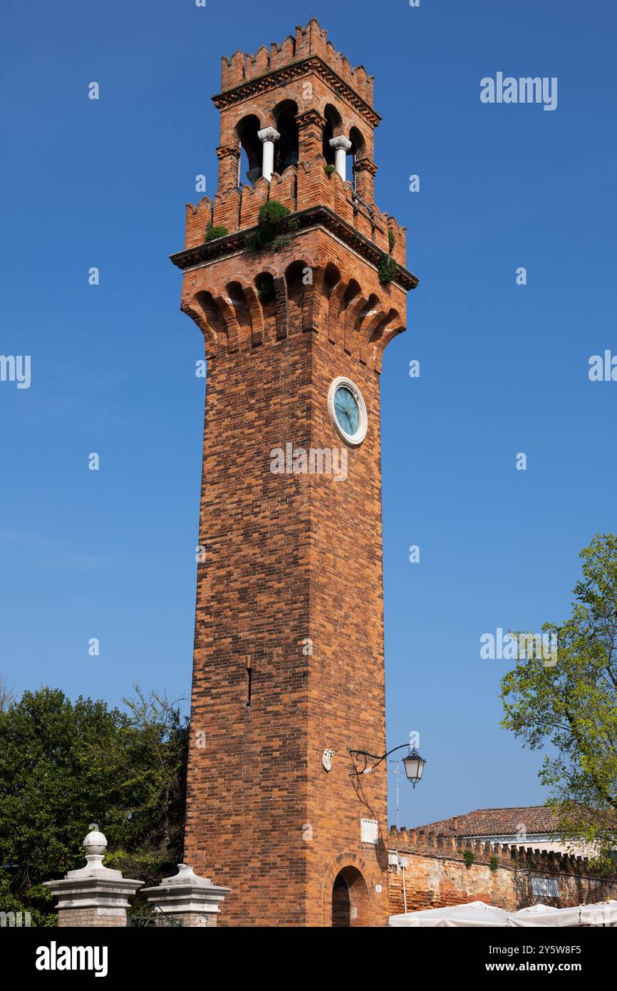 Murano clock tower on Campo Santo Stefano on Murano island, Venice ...