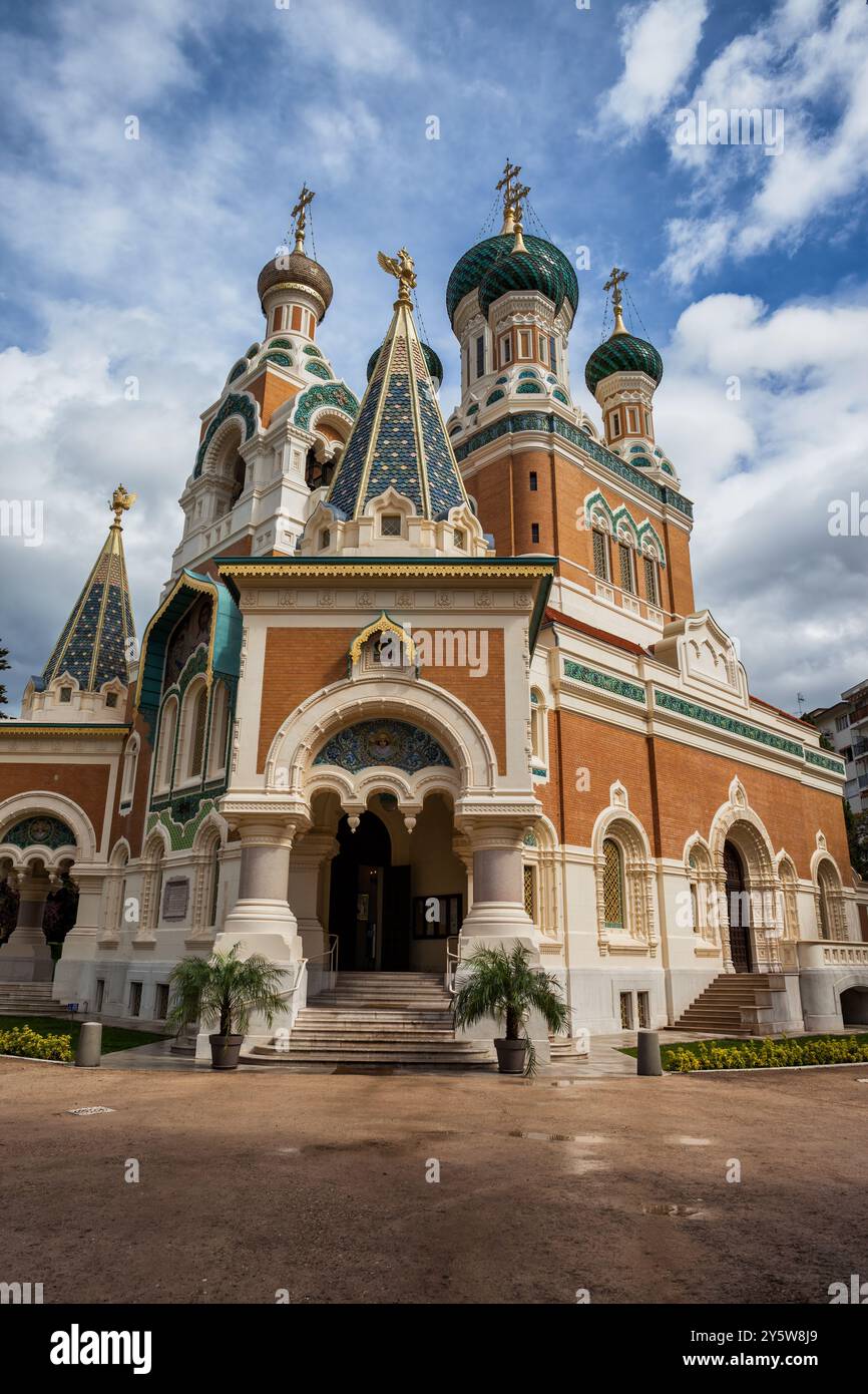 Russian Orthodox Cathedral of Saint Nicholas in Nice, France. Neo ...