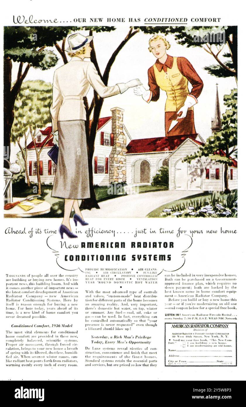 1936 American Radiator Conditioning Systems Ad Stock Photo - Alamy