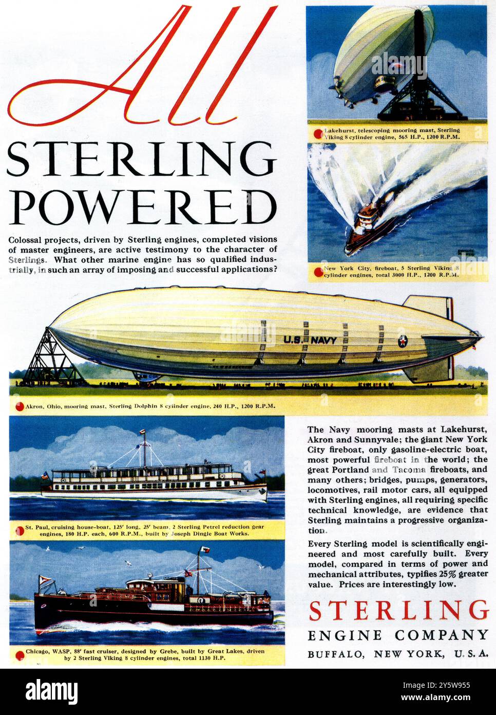 1933 Sterling Motor Company Ad - Airship US Marine Blimps Lakehurst ...