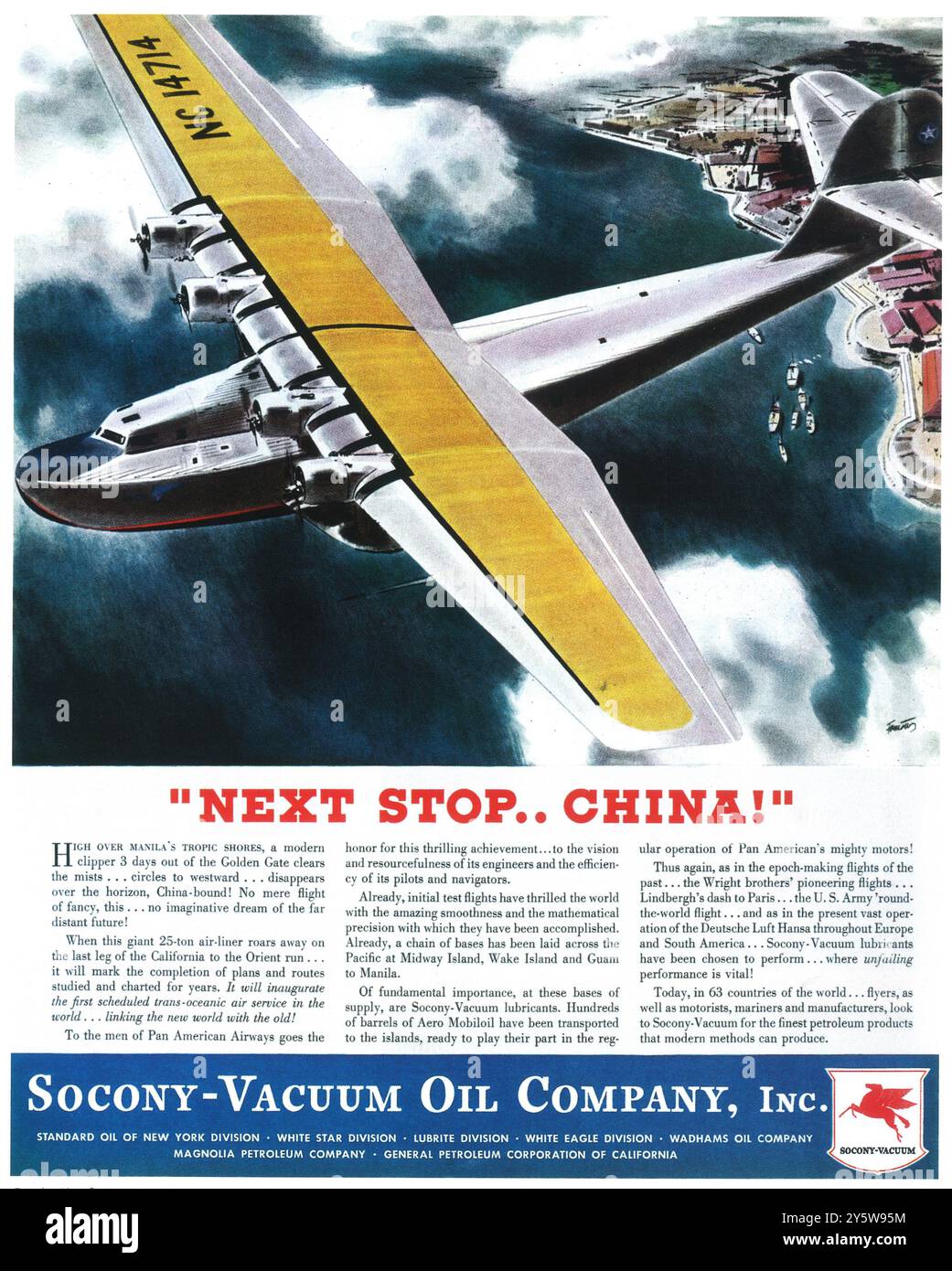 1935 Socony-Vacuum Oil Company Ad - "Next stop...China" - Pan American ...