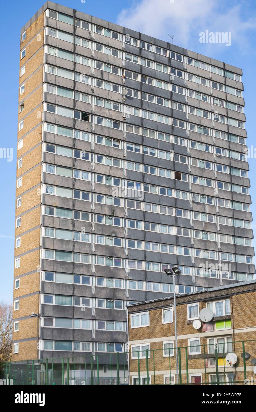 A council housing tower block Lulworth House on the Agar Grove Estate ...