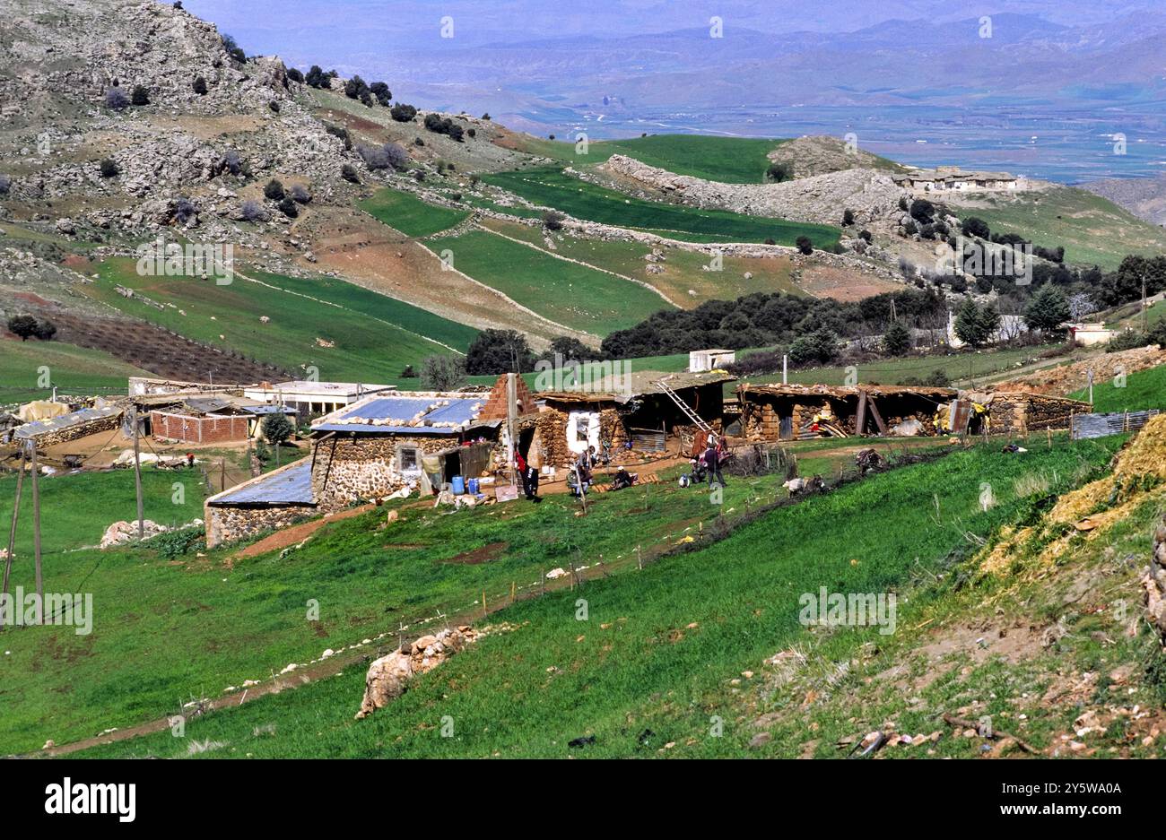 farm and crop fields. Aïn Leuh Middle Atlas Morocco Stock Photo - Alamy