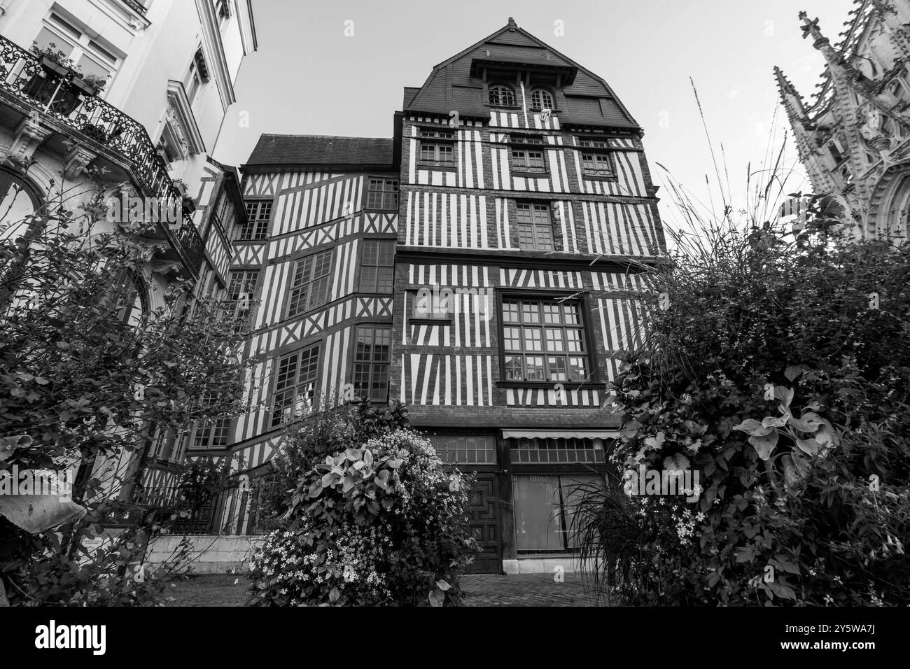 Well preserved, medieval half timbered buildings in Rouen city centre ...