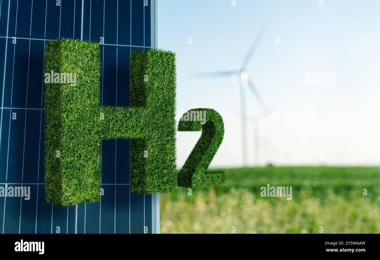 Getting green hydrogen from renewable energy sources. Concept Stock ...