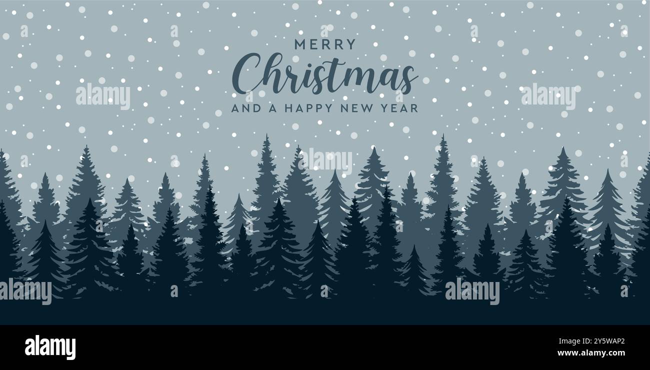 blue winter landscape fir border with snow vector illustration Stock ...