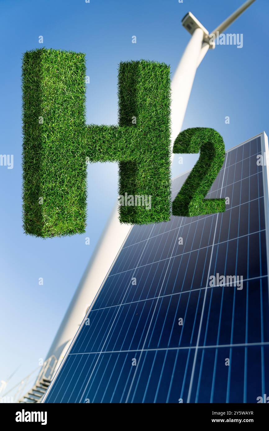 Getting green hydrogen from renewable energy sources. Concept Stock ...