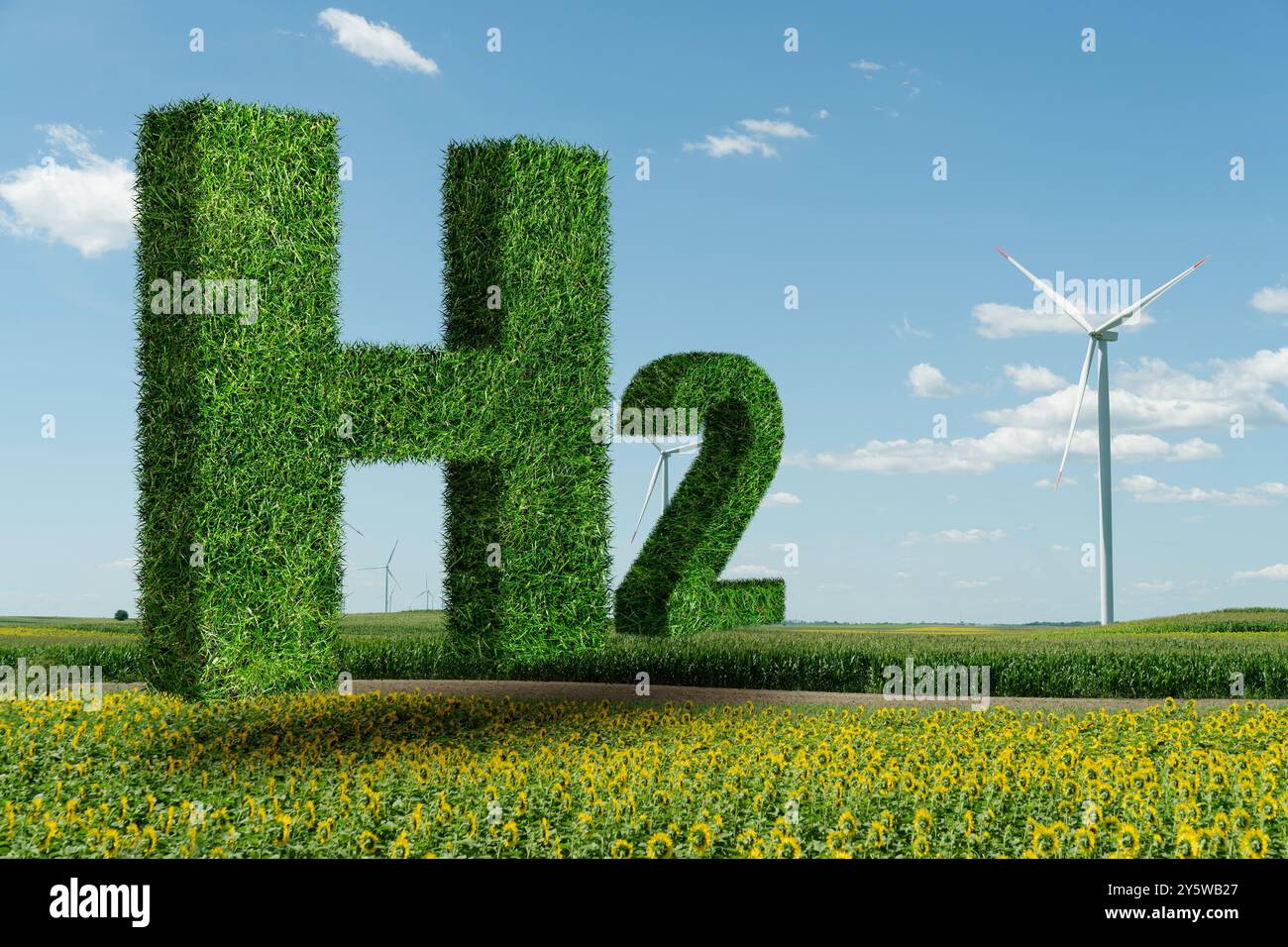 Getting green hydrogen from renewable energy sources. Concept Stock ...