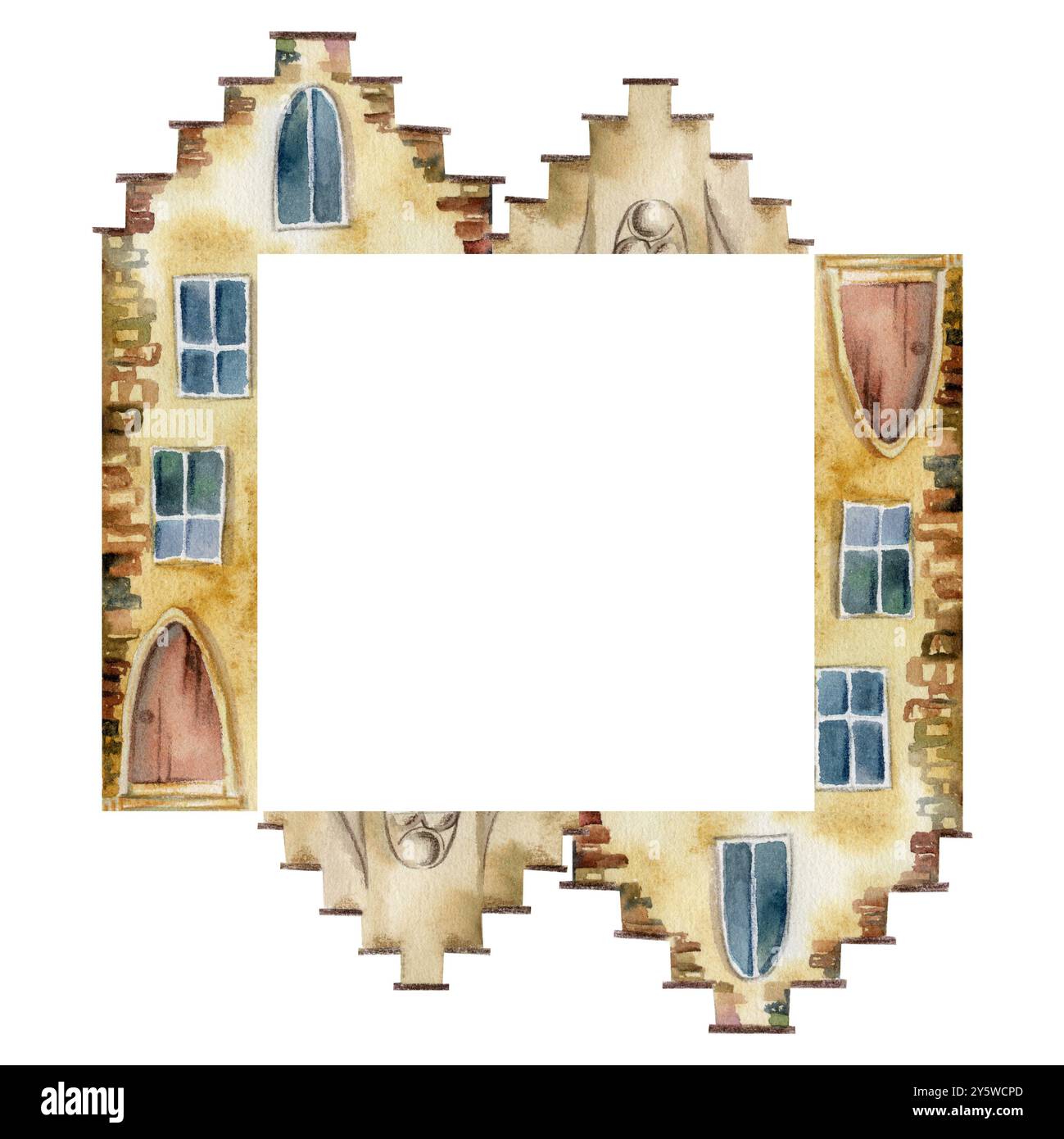 Old European city town street houses, urban exterior facades ...