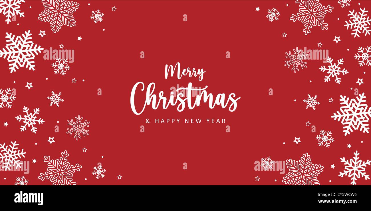 red christmas greeting card with snowflake border vector illustration ...