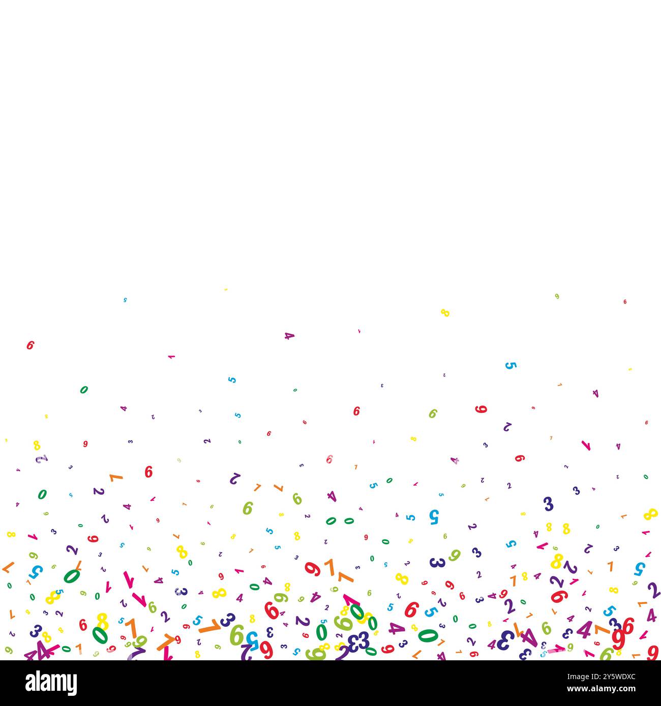 School math notebook cover. Colorful childish numbers floating in the ...
