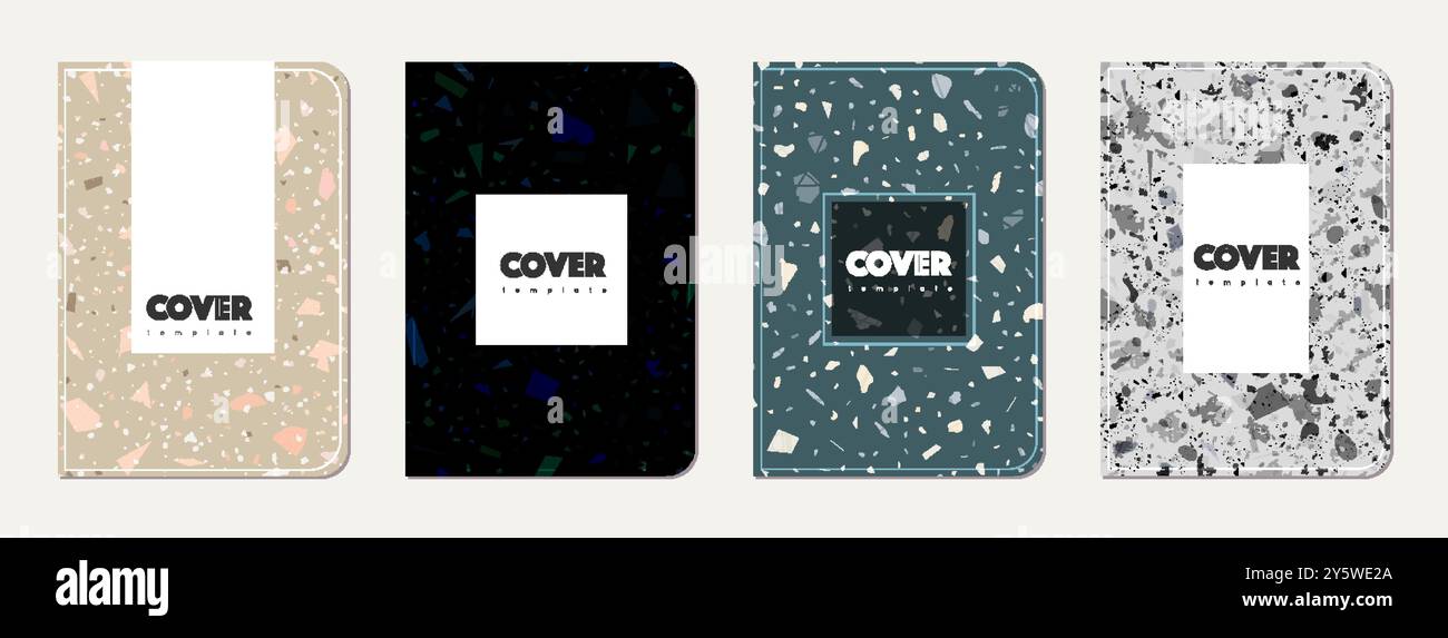 School notebook cover design. Terrazzo abstract background made of ...